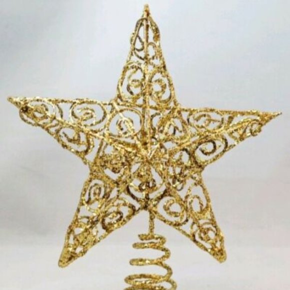 Kurt Adler | Holiday | Star Tree Topper Small Gold Filigree Wire ...